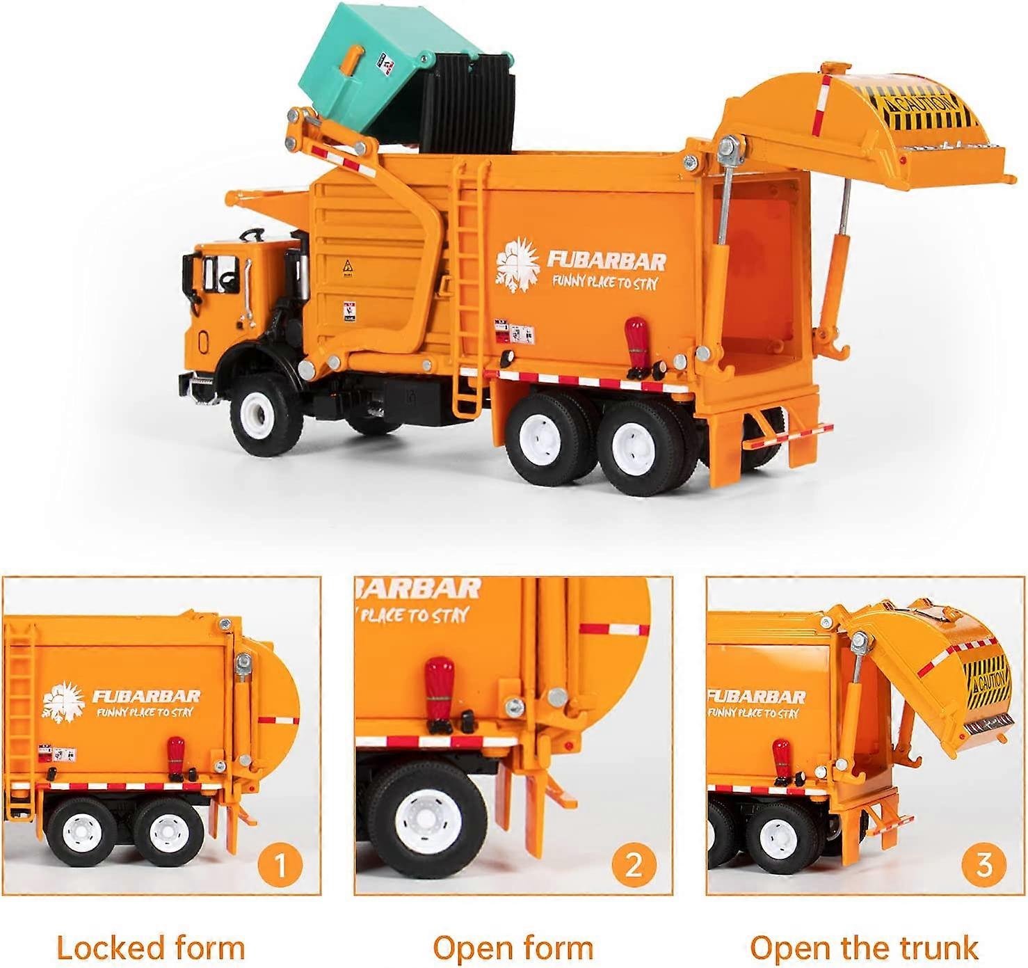 Garbage Truck Toy Model, 1:43 Scale Metal Diecast Recycling Clean Trash ...