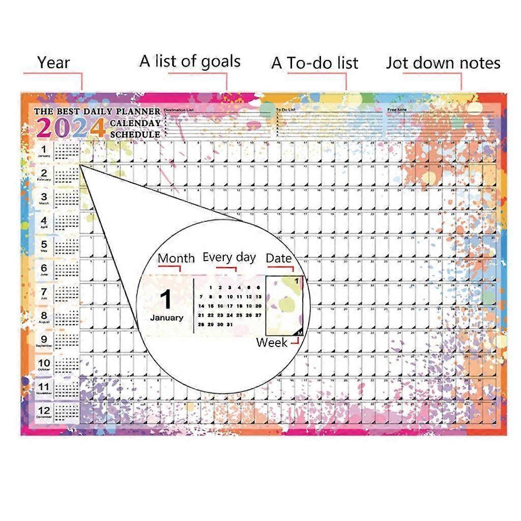Calendar Planner Sheet 2024 Hanging Wall Calendar Yearly Daily Schedule ...