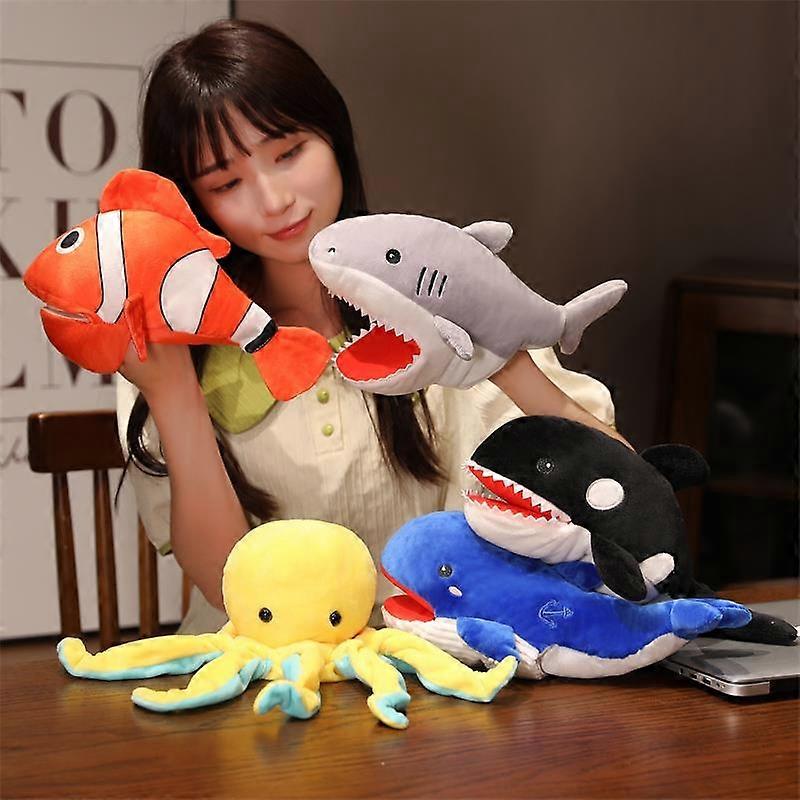 Crocodile Shark Killer Whale Plush Hand Puppets Lifelike Tropical Fish ...