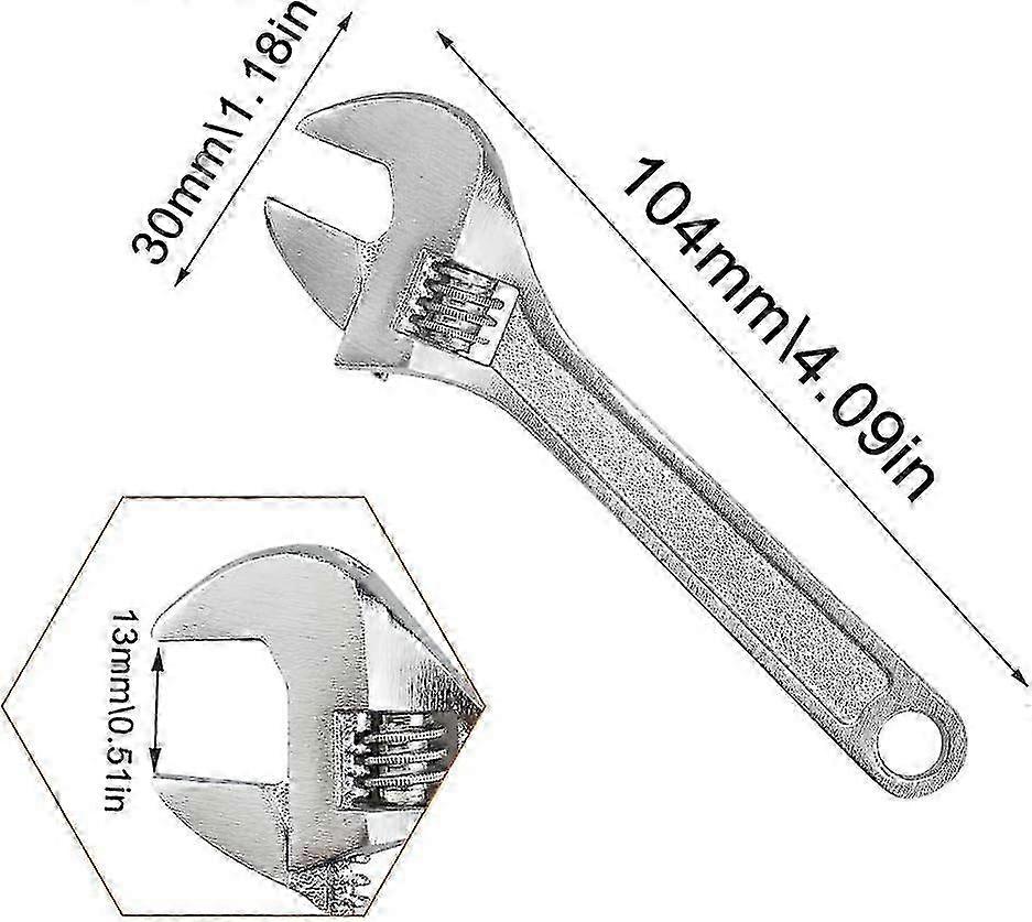 Adjustable Wrench 4" Length 100 Mm Mini Adjustable Wrench In Silver ...