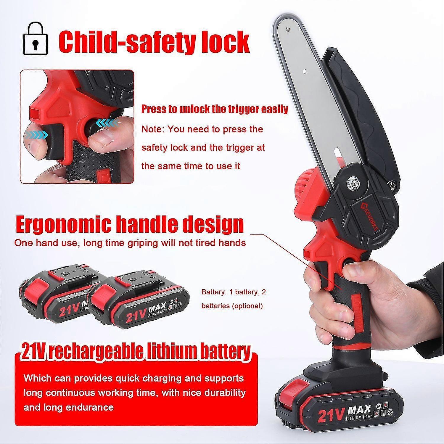 21V 6inch Portable Electric Pruning Saws Small Wood Splitting Chainsaw ...