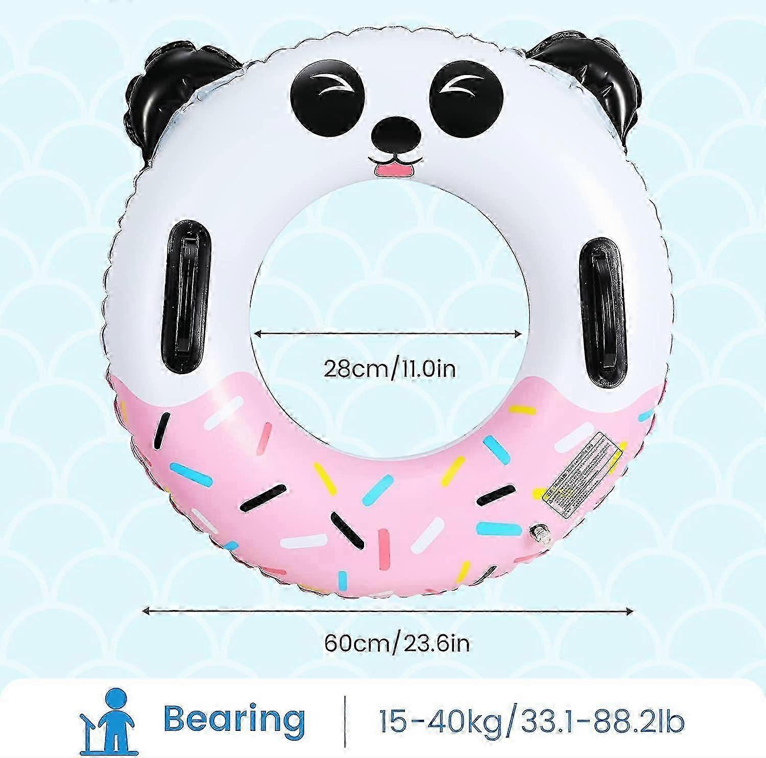 Panda Pool Floaties For Kids, Ring Floatie With Handles, Inflatable ...
