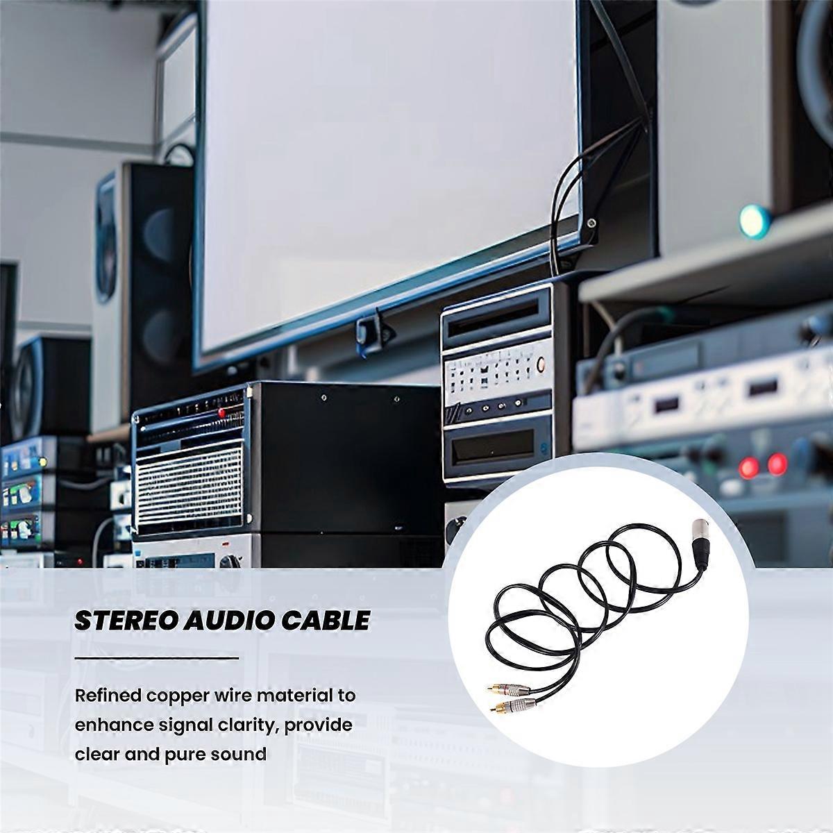 1 XLR Male to 2 RCA Male Plug Stereo Audio Cable Connector Y Splitter ...