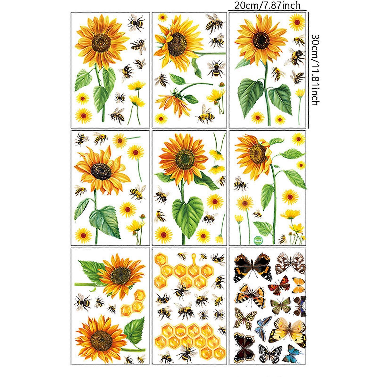 9 Sheets Colorful Spring Window Decorations PVC Sticker Decal for Shop ...