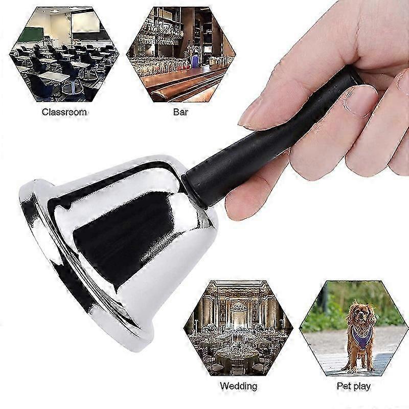 Loud Hand Bell, 2 Pack Silver Steel Hand Bells Dinner Bells for Inside ...