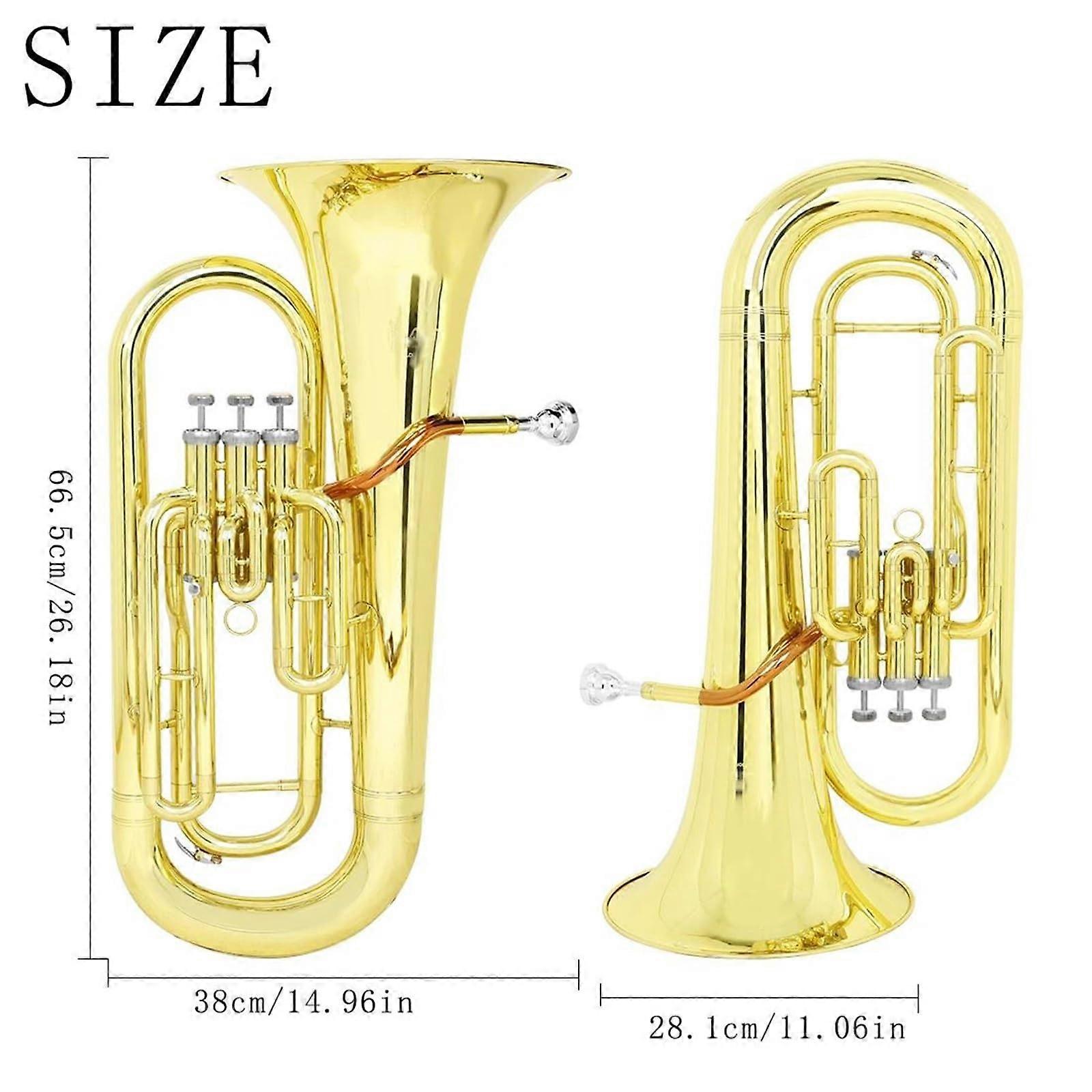 Bb Key Brass Euphonium for Adults with 3 Valves, Comfortable Weight and ...