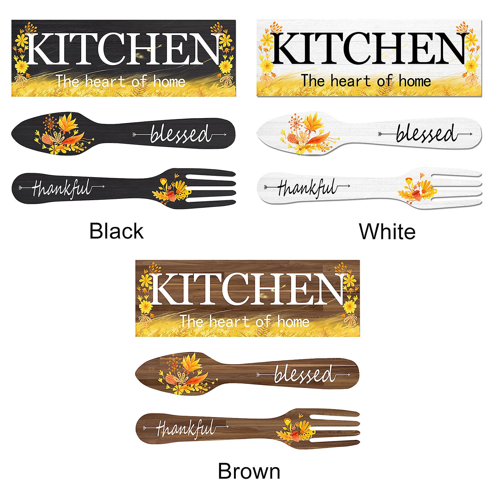 3 Pieces Kitchen Decor Gift Wooden Thankful Grateful Blessed Wall Maple ...