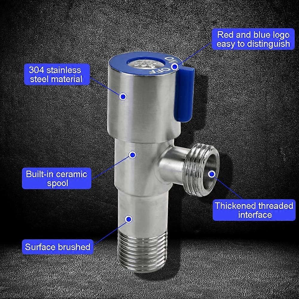 2 PCS 304 Stainless Steel Tap Angle Valve Metal Angle Control Valve ...