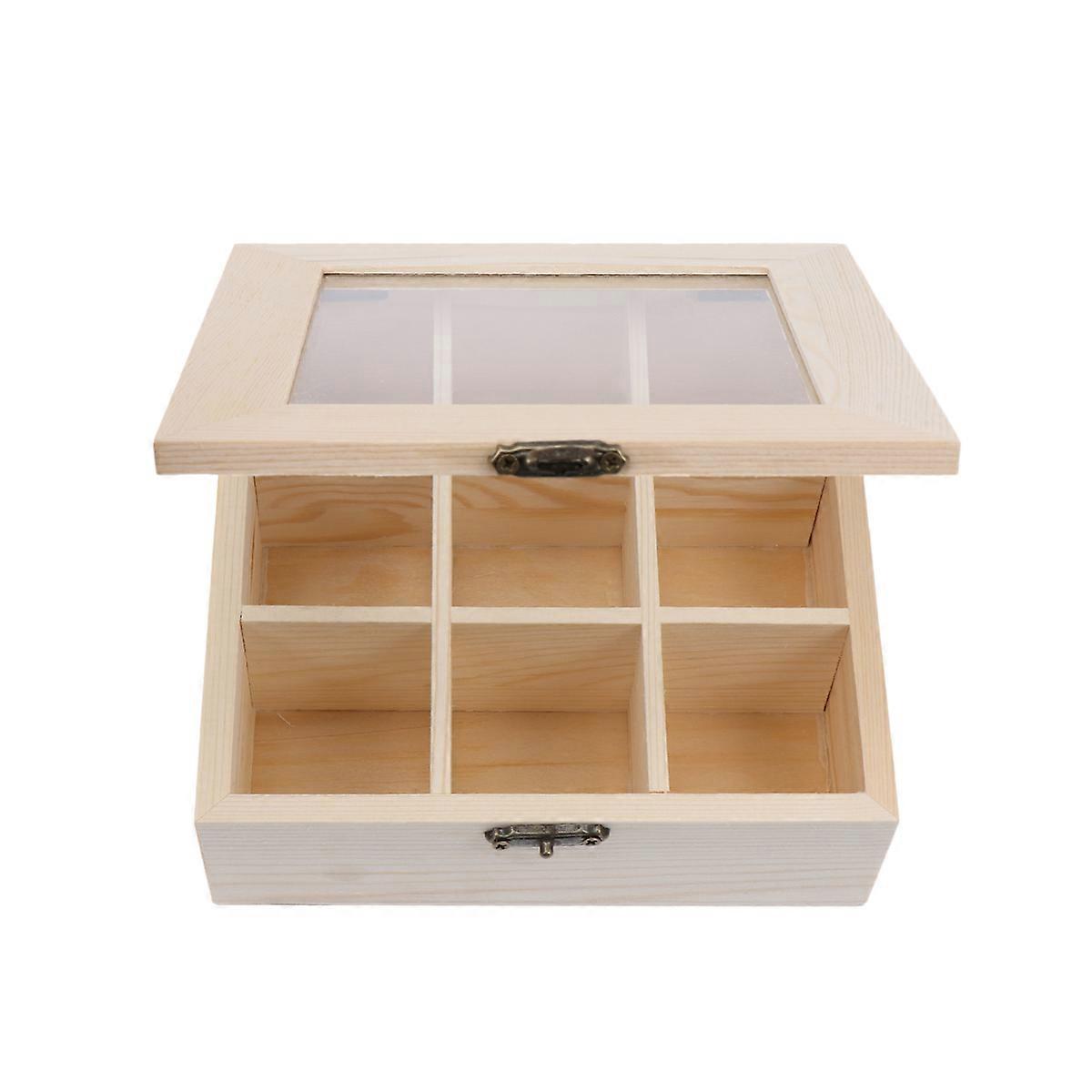 Coffee Storage Box Organizer Wooden Tea Box with 9-Compartment and ...