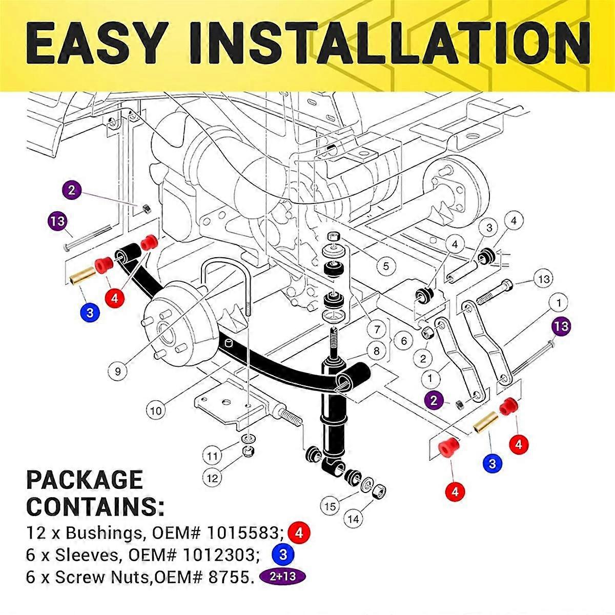 Rear Bushing Kit Fit for 1994+ /, 1981+ Club Car , Golf Cart Rear Leaf ...