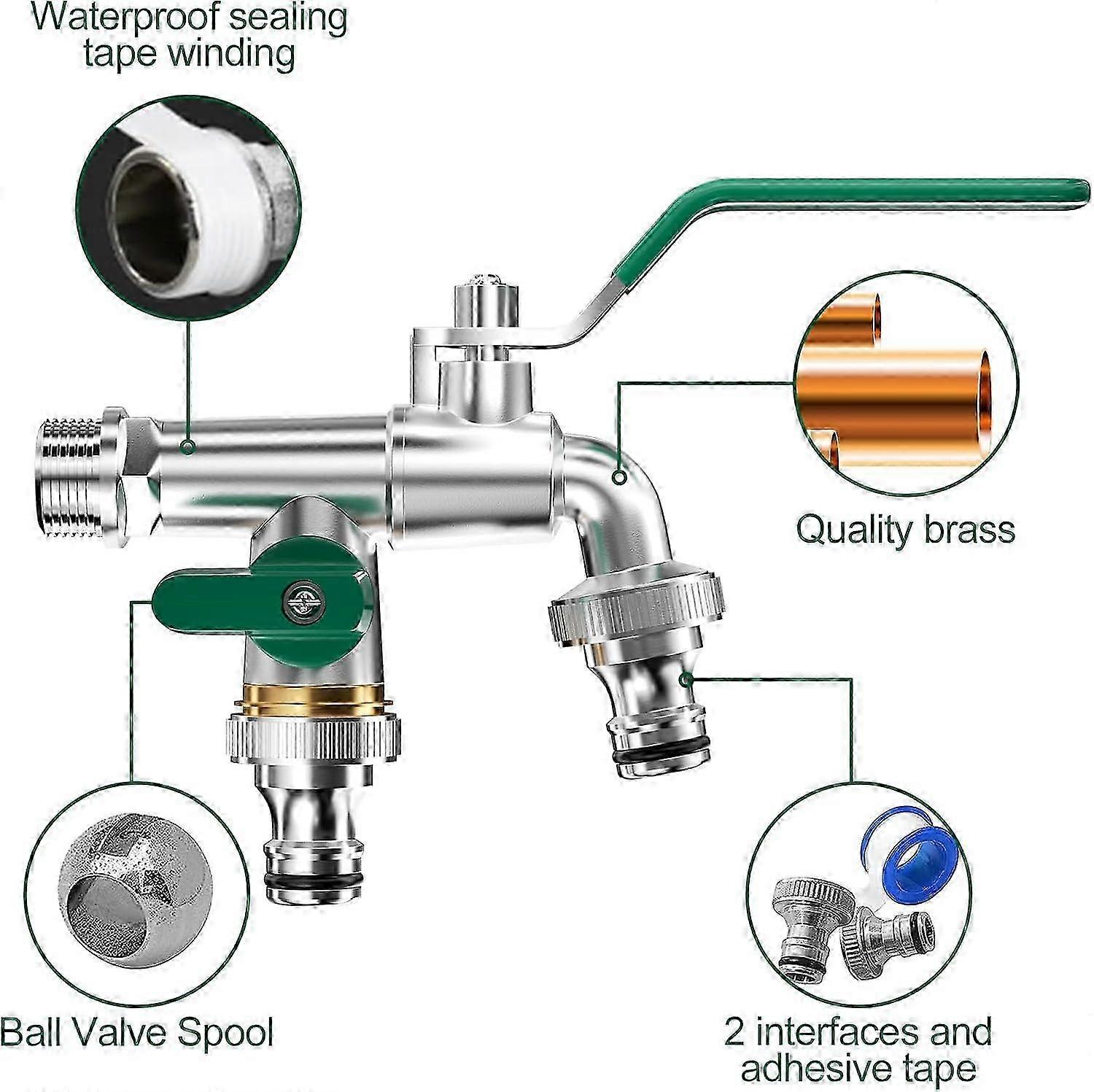 Double Garden Faucet, brass exterior faucet, faucet with double 3/4 ...