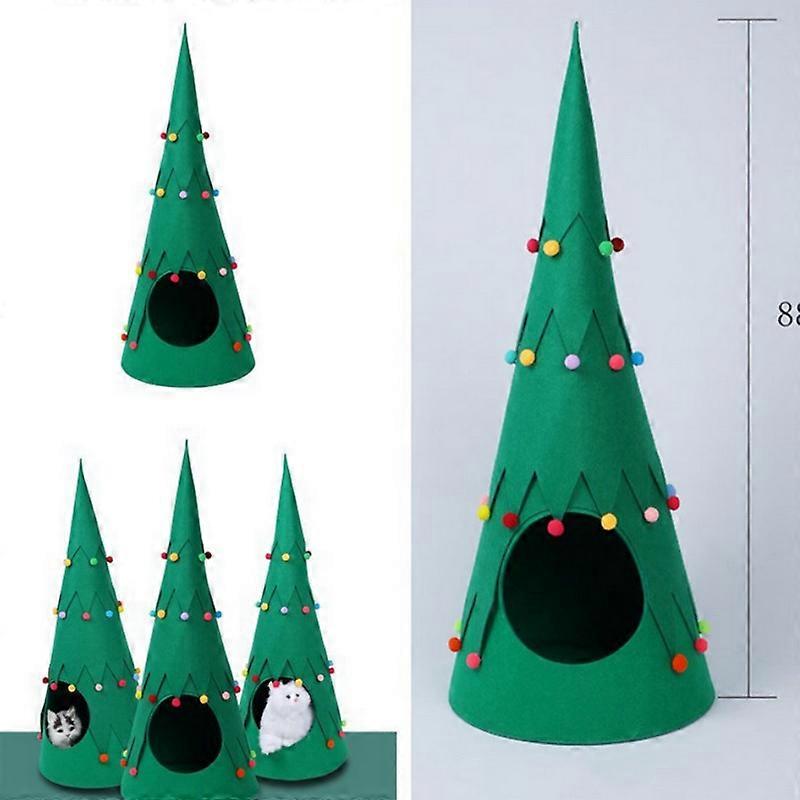 Pet Felt Christmas Tree Foldable Tent Cat And Dog Semi-enclosed Four ...