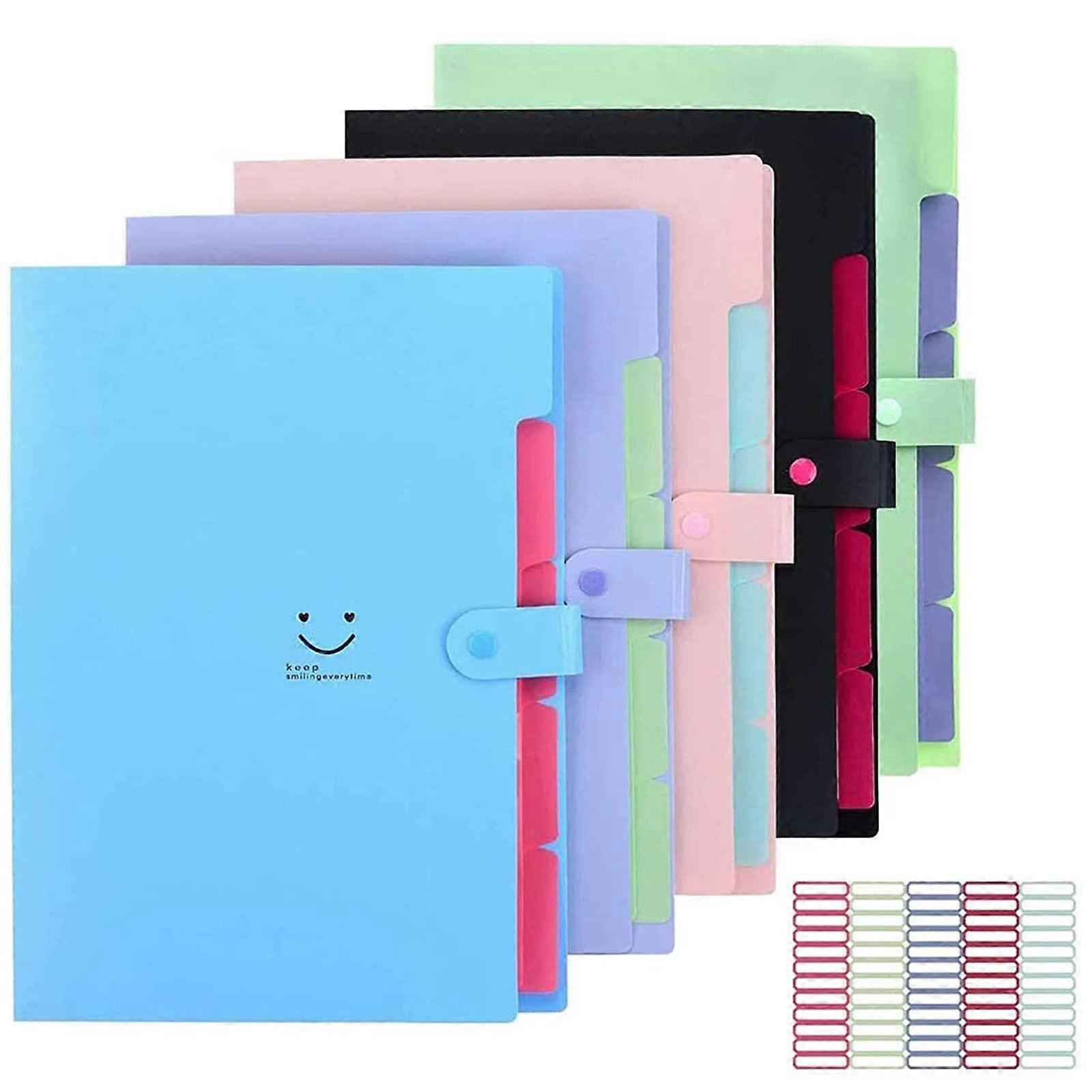 5 Pack Expanding File Folders Accordion Document Organizer, Letter A4 ...
