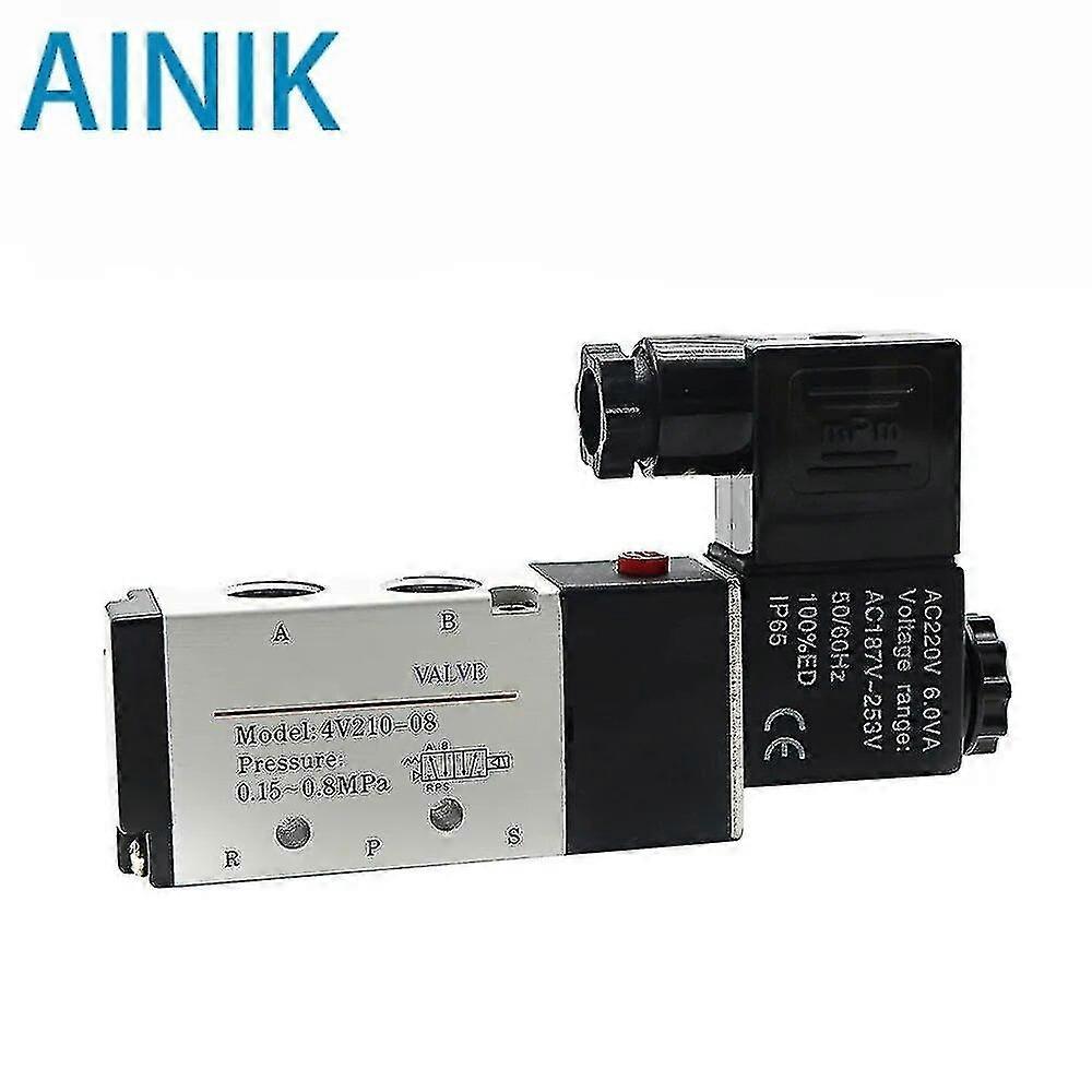 Pneumatic Electric Solenoid Valve 4V210-08 5 Way 2 Position Control Air Gas Magnetic Valve 12V ...