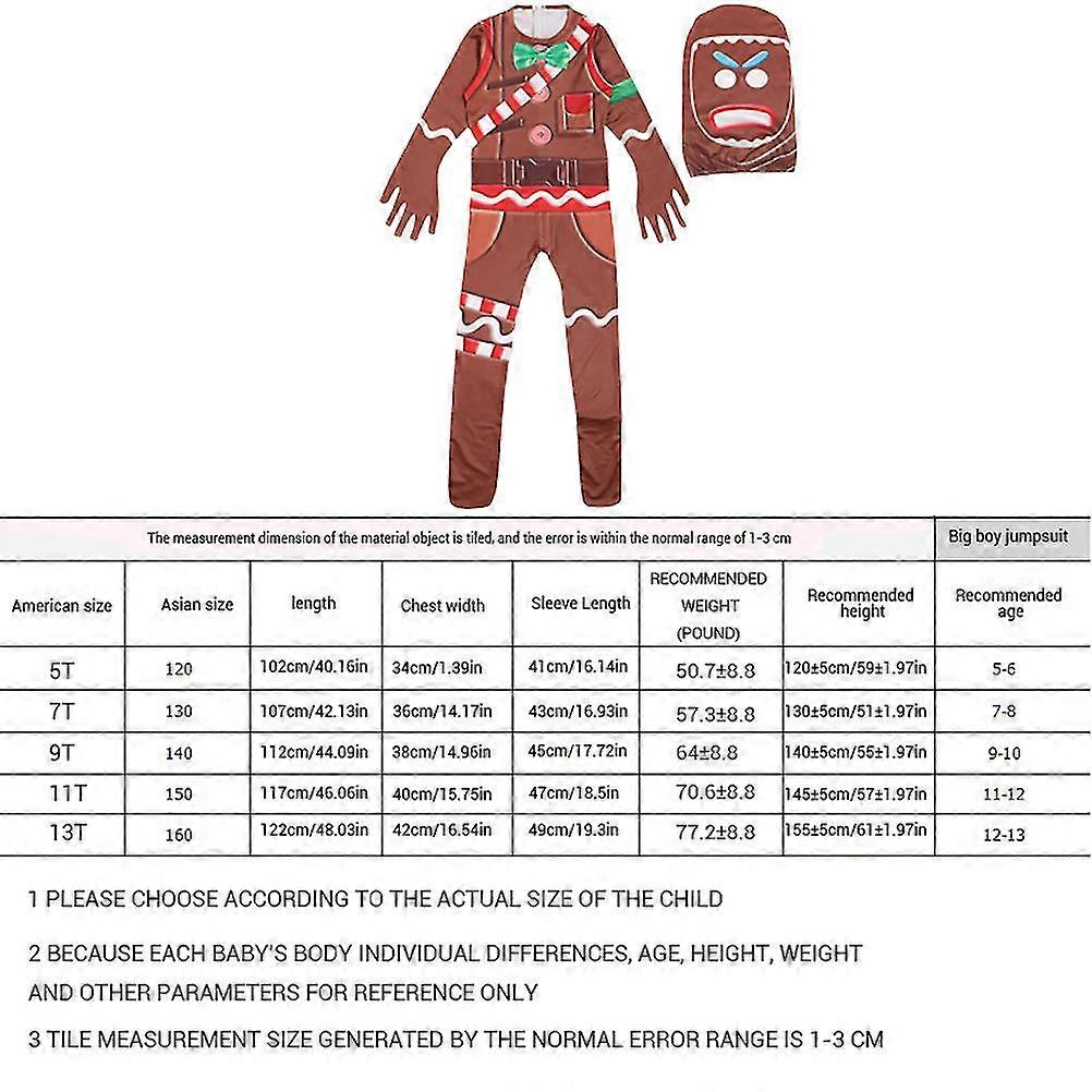 Gingerbread Men Jumpsuit Costume Halloween Cosplay Costume With Mask ...