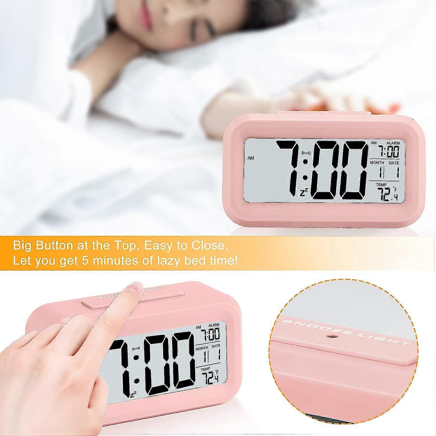 Digital Alarm Clock with Intelligent Night Light, Indoor Temperature ...