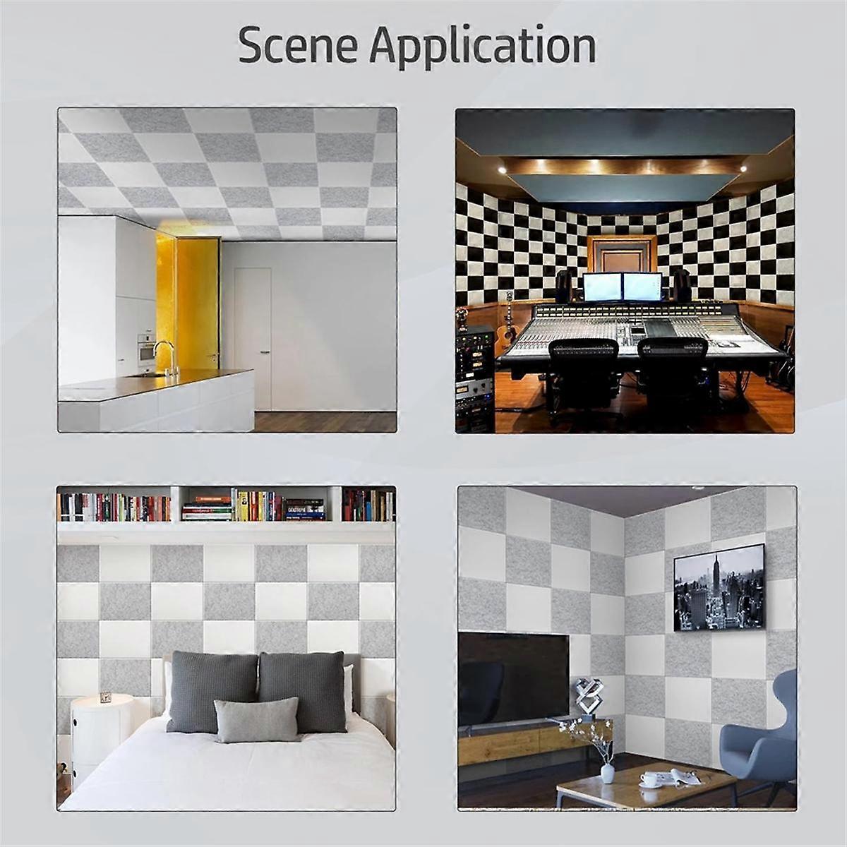 15 Pack 12x8x4 Inch Acoustic Wall Panels, Self-Adhesive Sound Absorbing ...