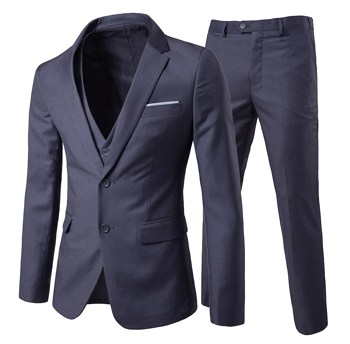 Cloudstyle Men's 3 Piece Formal Business 2 Buttons Slim Fit Solid Color ...