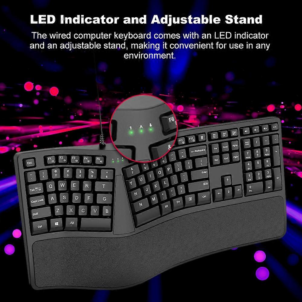 Ergonomic Keyboard Wired Keyboard Arched Keys Soft Rest Full Size ...