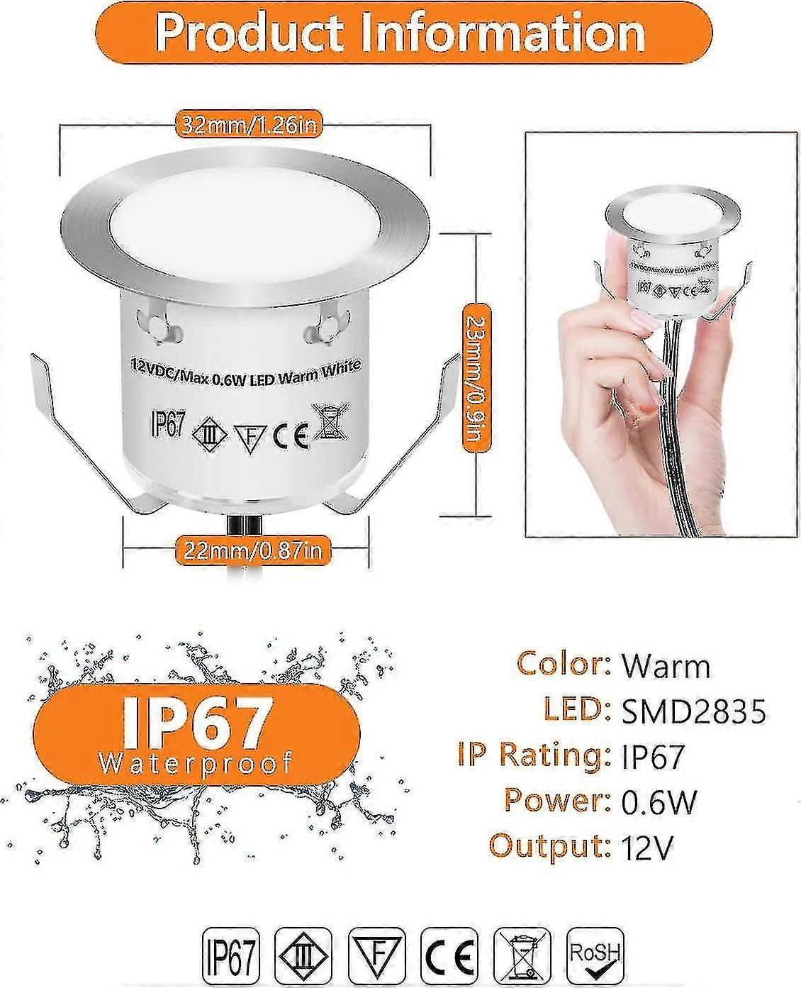 Recessed Led Deck Light Kit (10-Pack), 12v Low Voltage Landscape ...