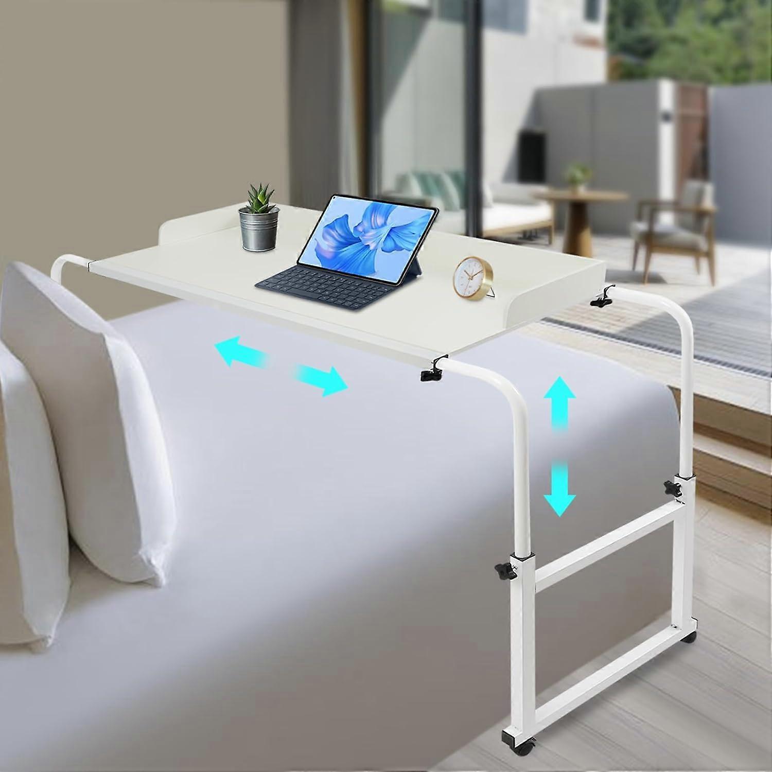 Adjustable Over Bed Desk with Wheels, Height and Length Adjustable ...