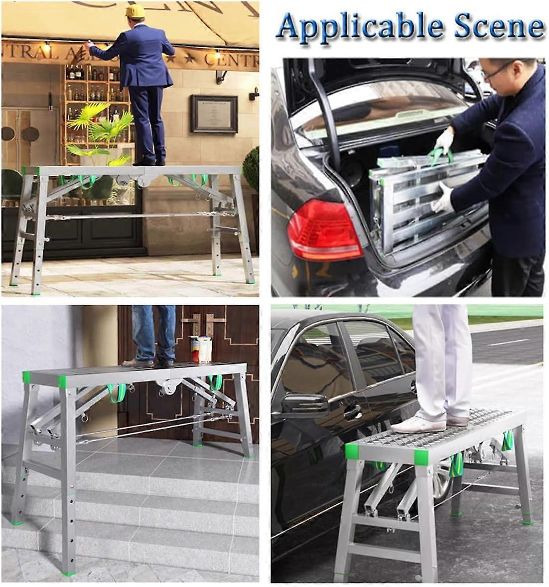 Portable Folding Steel Work Platform, 880 lb Capacity Scaffold Tower ...