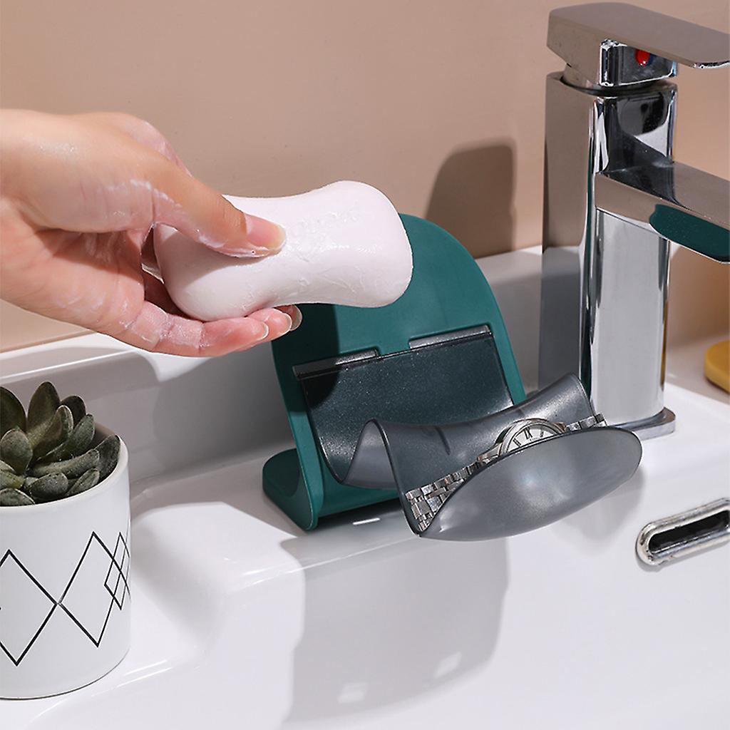 For Creative Wavy Funnel Soap Dish With Suction Cup Base Container Self ...