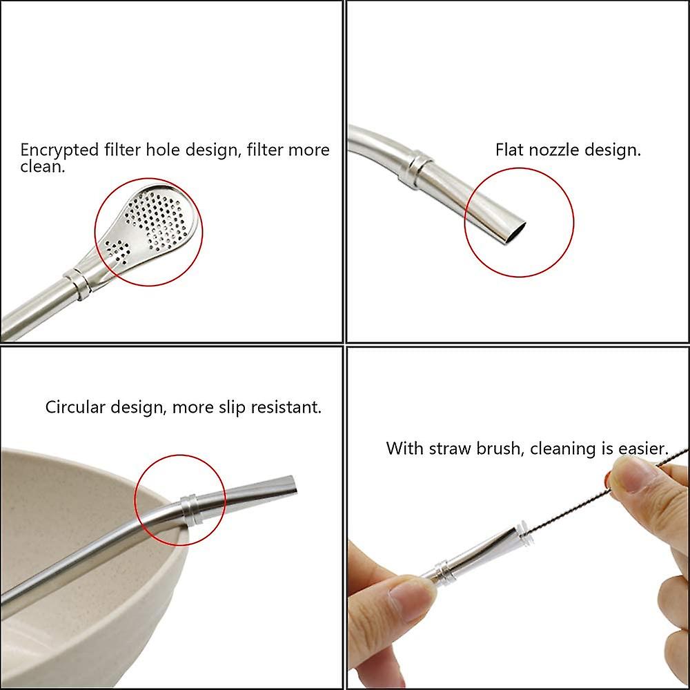 Stainless Steel Straw Spoon With Long Handle Strainer For Drinking Tea ...