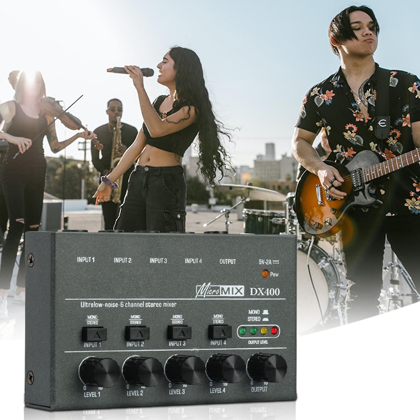 Dx400 Ultra Low-noise 4-channel Line Mixer Mini Mixer Audio Usb Powered ...