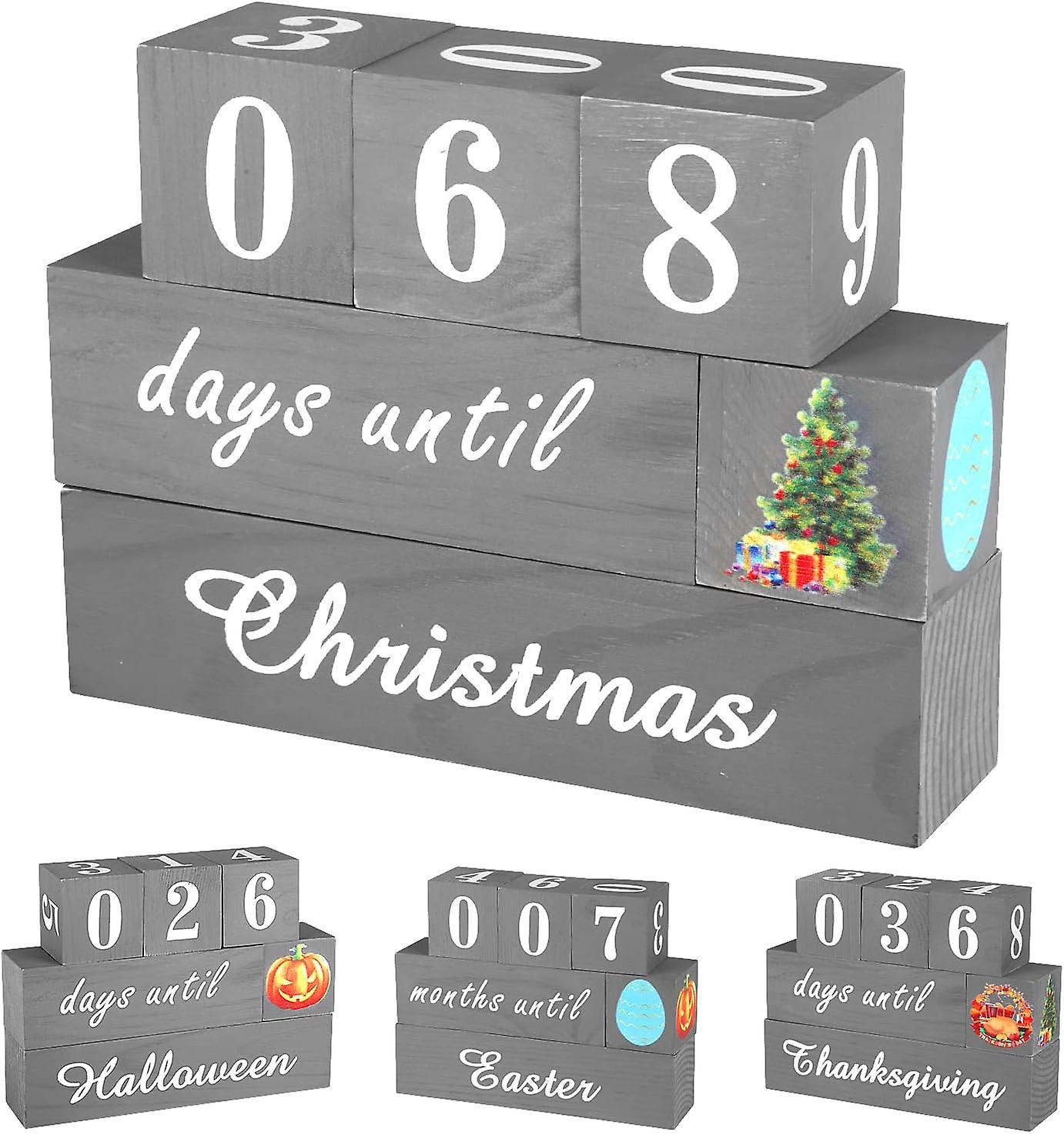 Christmas Countdown Blocks, Wooden Christmas Countdown Calendar ...