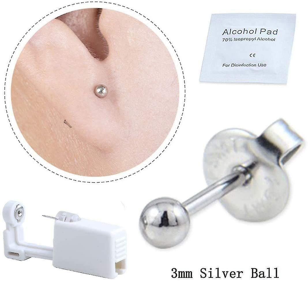 2pcs Self Ear Piercing Gun Earring Disposable Piercing Kit No Pain Easy ...