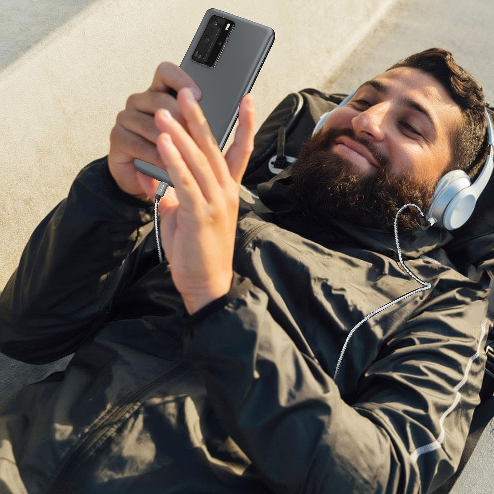 Cable USB-C to Jack 3.5mm 4 Pin Male Connector Angled Nylon 1.5m LinQ ...