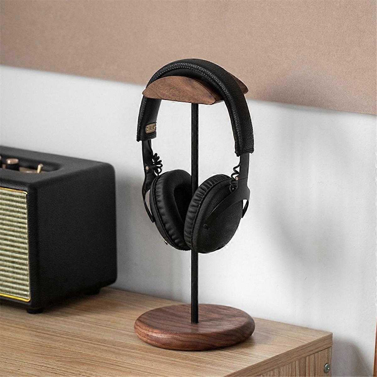 Headphone Stand Black Walnut Solid Wood Headphone Stand -Mounted Wooden ...