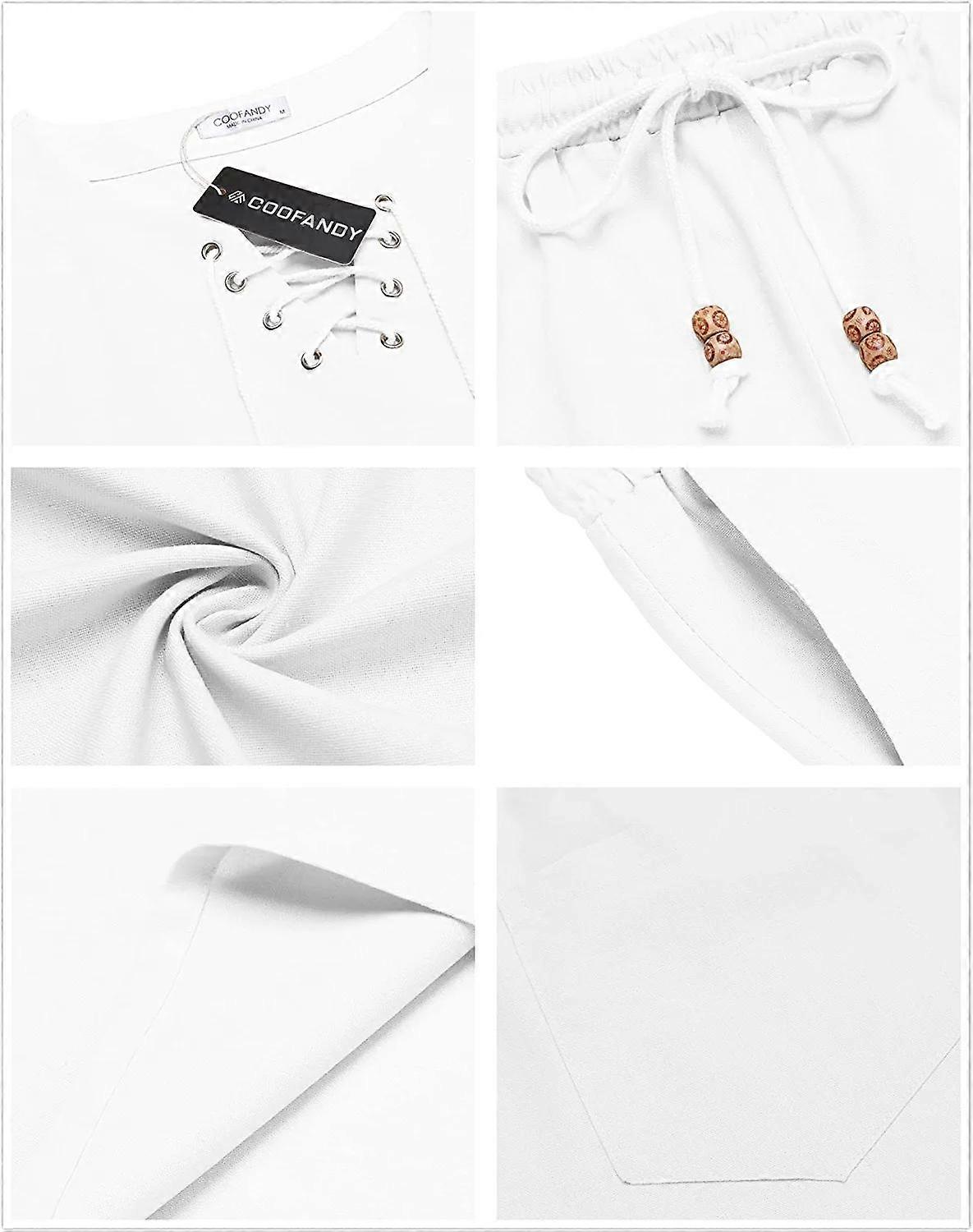 Mens Linen Sets Outfits 2 Piece Beach Drawstring Tank Tops Sleeveless ...