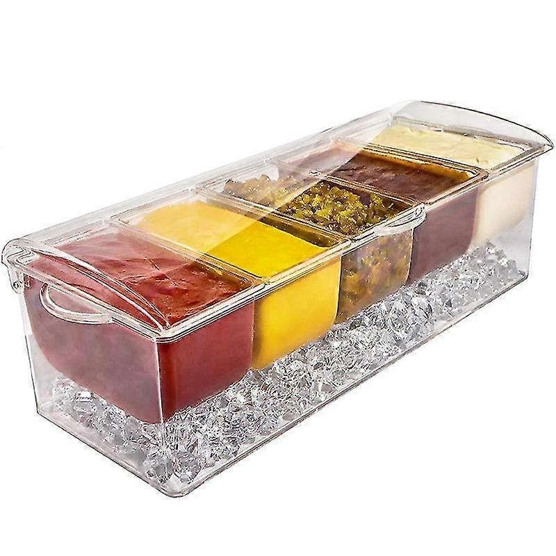 Ice Cold 5 Compartment Condiment Server Rack-service Tray Container ...