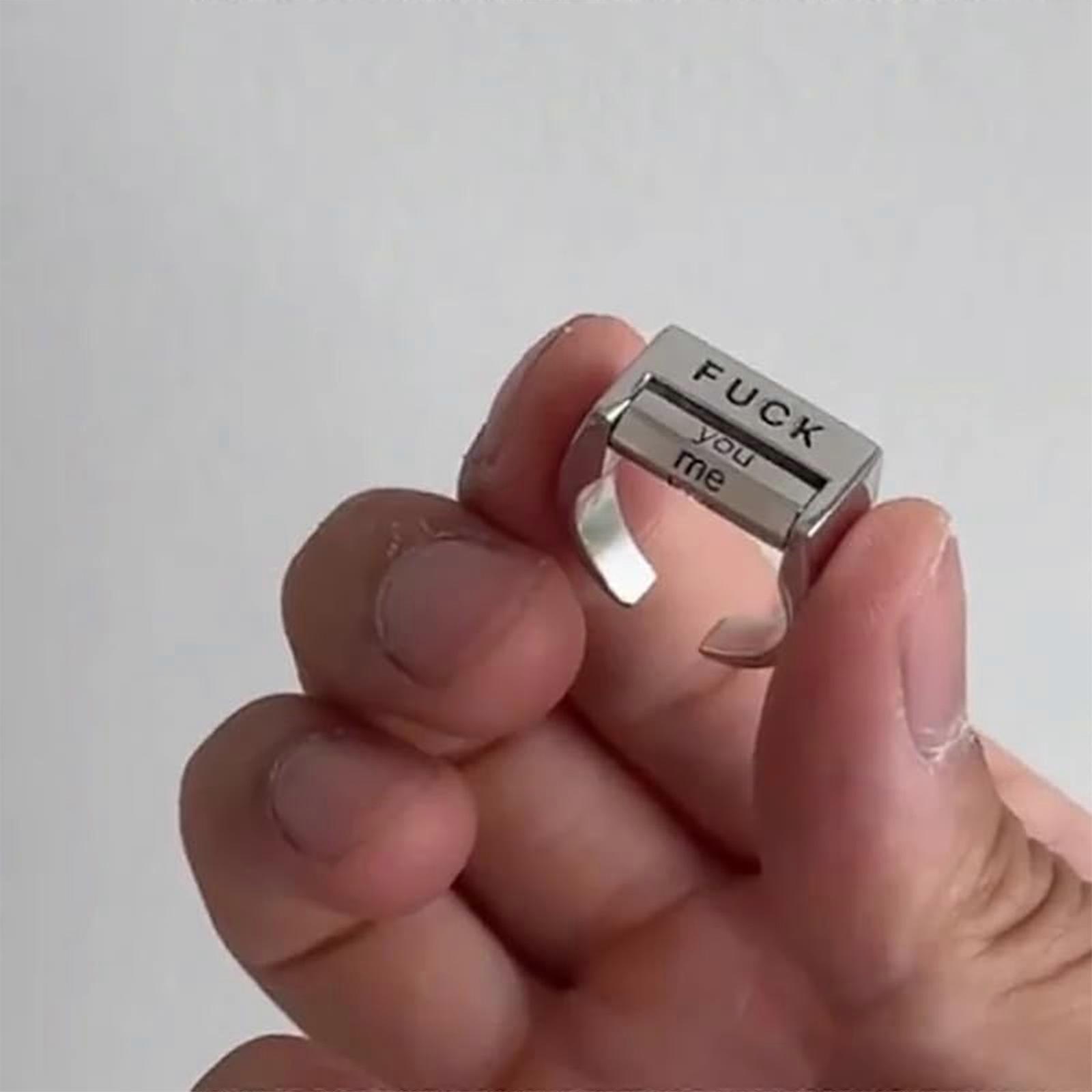 Rotatable Mood Control Ring - Creative Fu*K You Me Spinner Fidget Ring ...