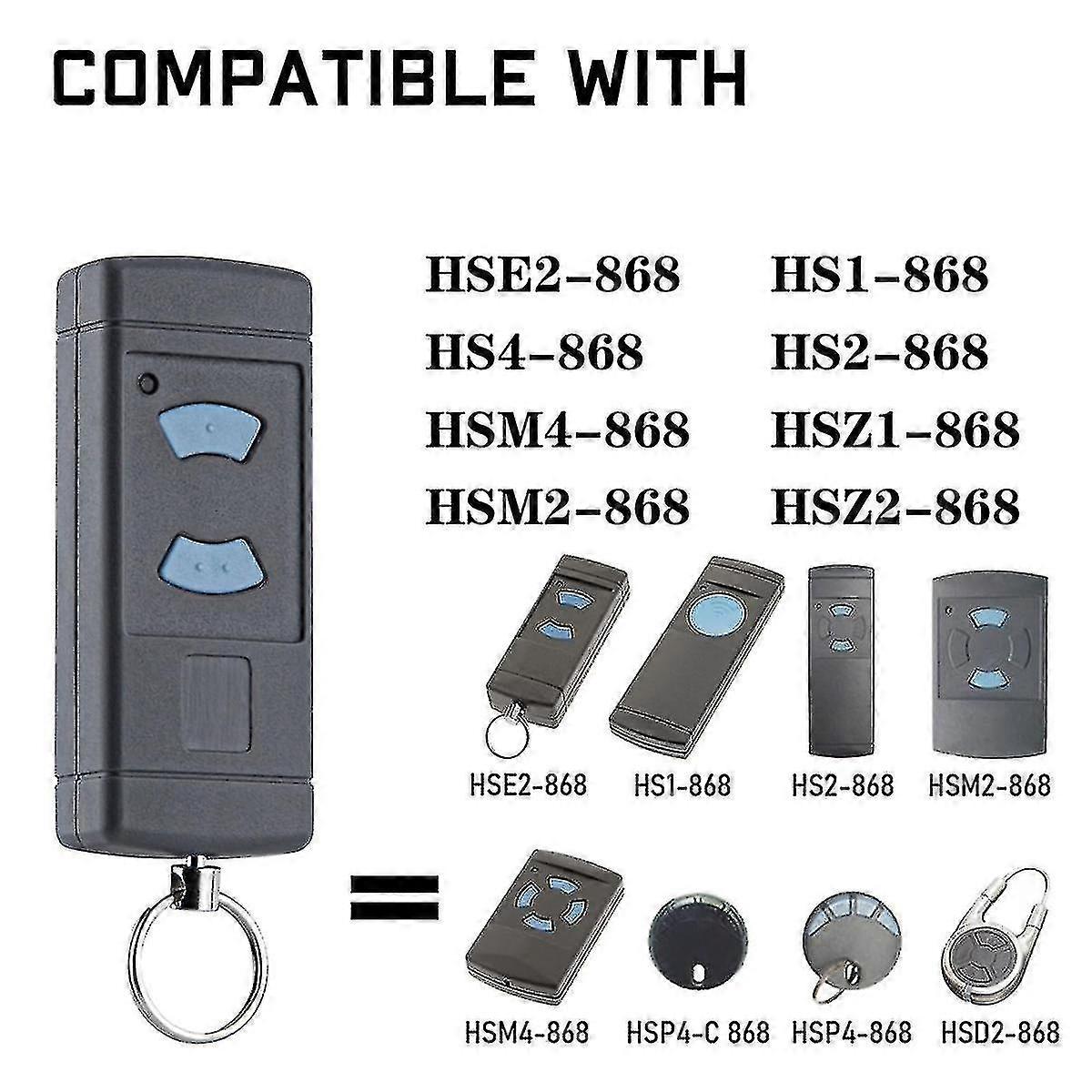 2 Pack Garage Door Remote Handheld Transmitter Replacement For Hse2-868 ...
