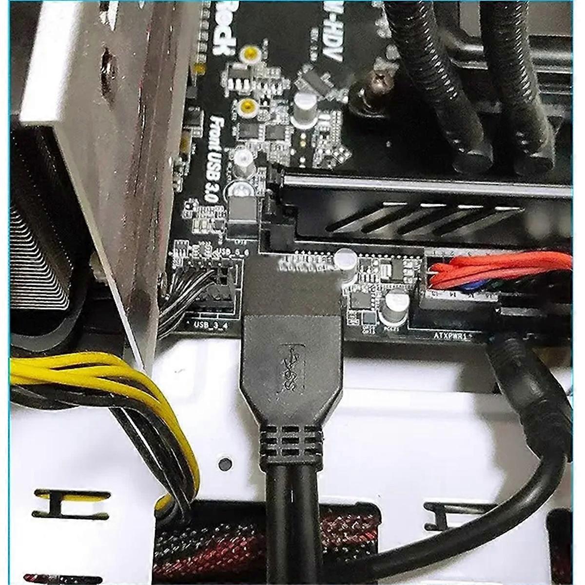 90 Degree UP/Down Angle USB 3.0 19/20Pin to Dual USB-A Female Port ...