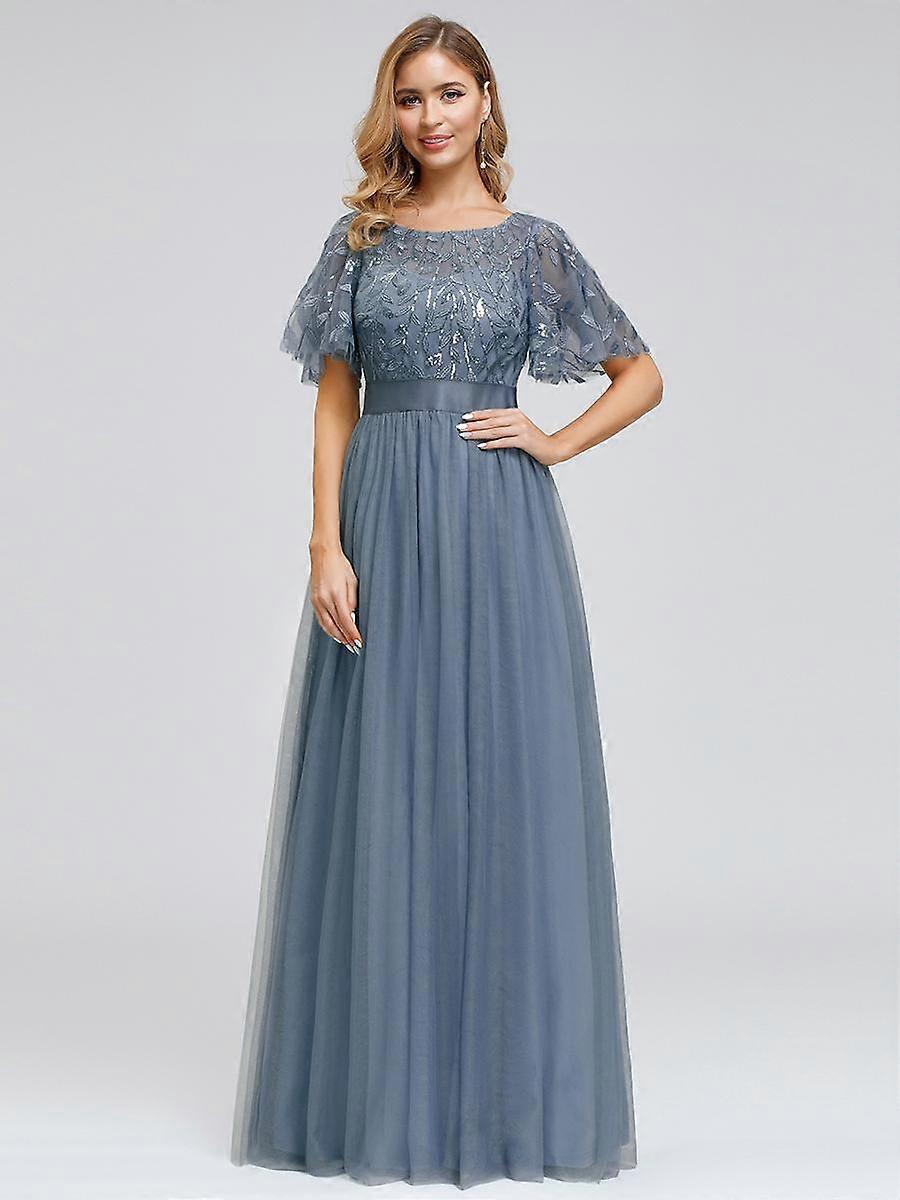 Ever-Pretty Sequin Print Floor-length Waist Embroidery Evening Prom ...