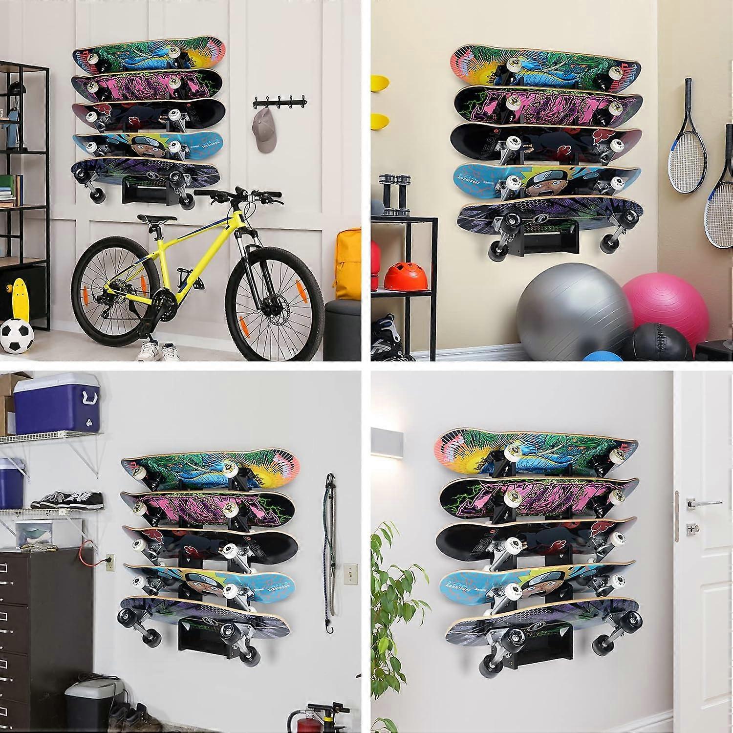 5 Boards Skateboard Rack Wall Mounted for Home Garage Storage | Fruugo UK