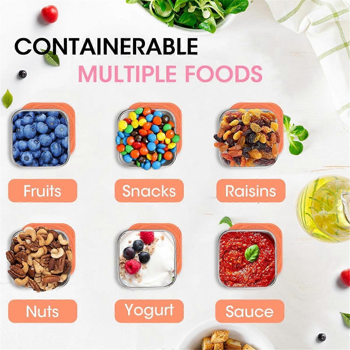 4Pack Stainless Steel Snack Containers for Kids, Leak-Proof Metal Food ...