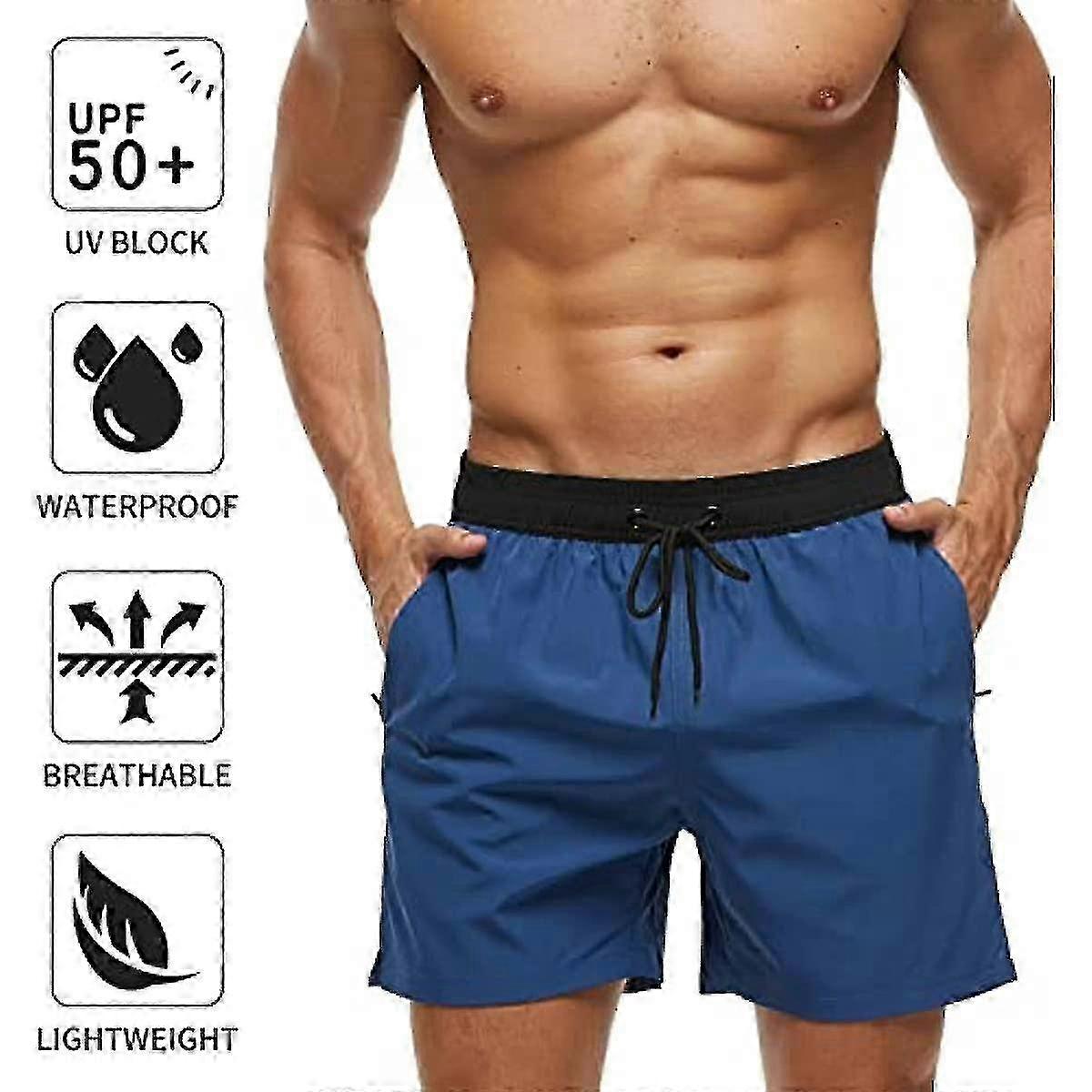 Men S Swim Trunks With Zip Pocket Waterproof Drying Quick Swimsuit ...