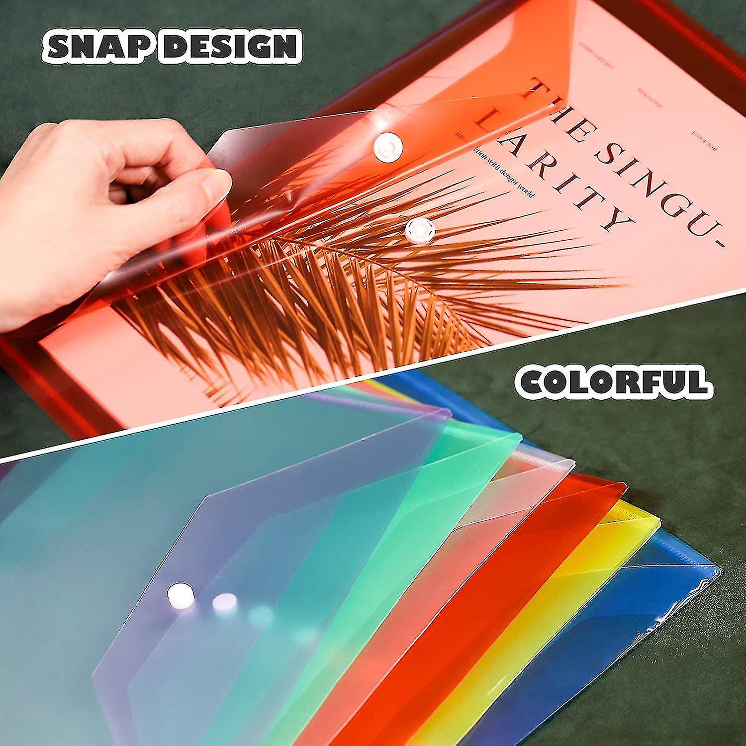 12 Pack Plastic Envelopes Poly Envelopes,a4 Clear File Bags Document ...