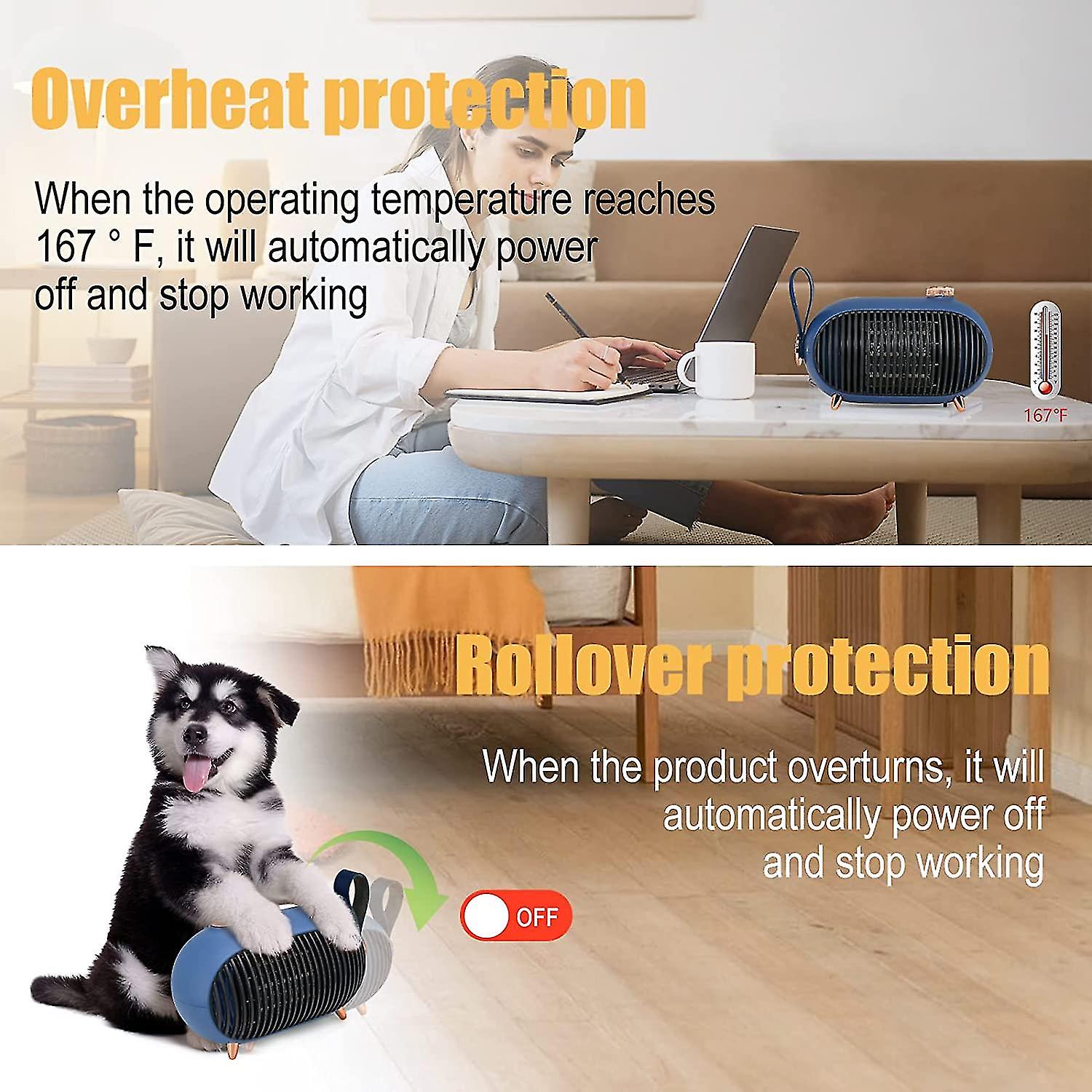 Space Heater 1000w Electric Fan Heaters Ceramic Heating Small Heater ...