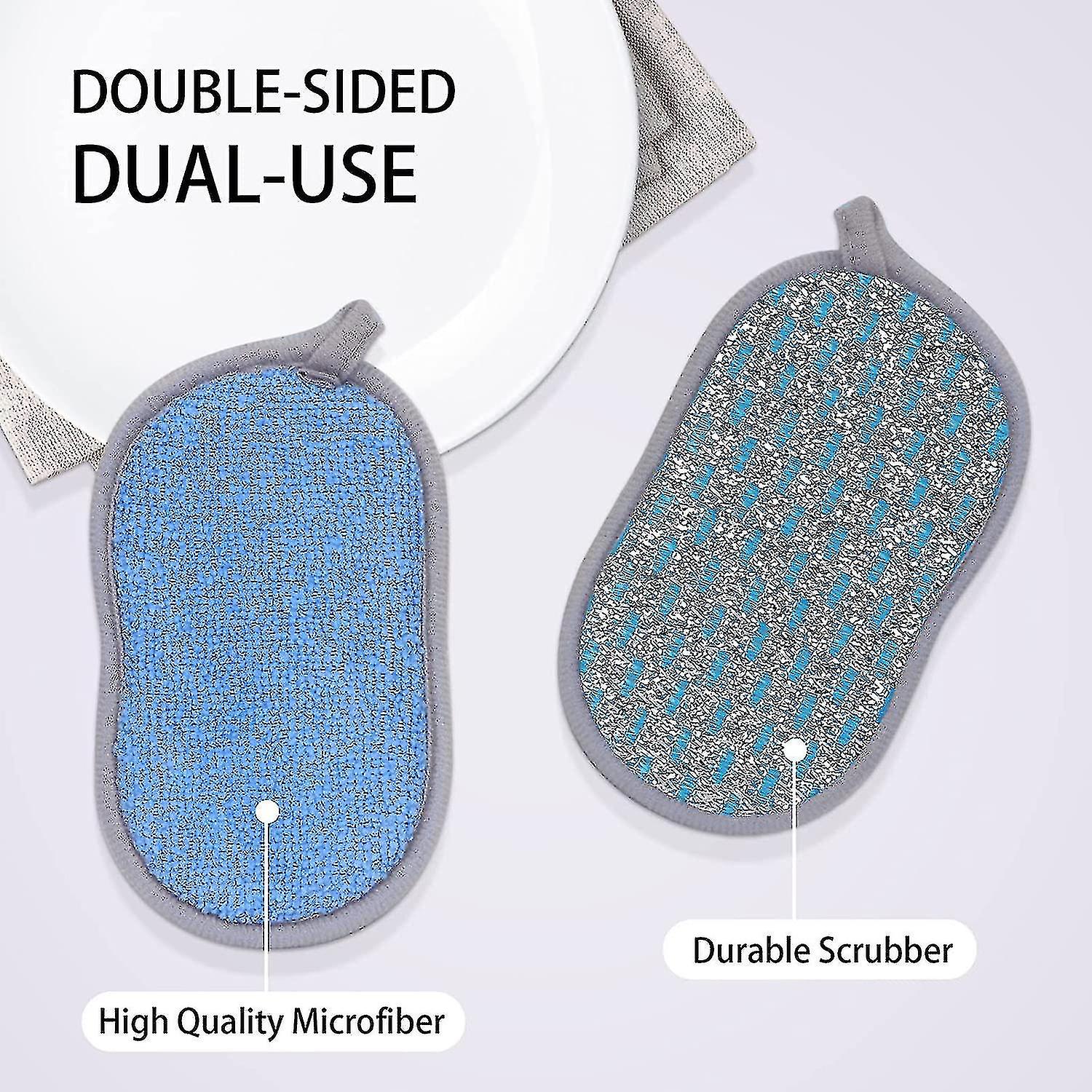 6 Durable Ultra -fine Fiber Dual Action Kitchen Washing The Sponge ...