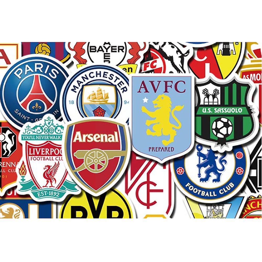 (C)50Pcs Stickers, Football Club Sticker Packs, Waterproof Vinyl World ...