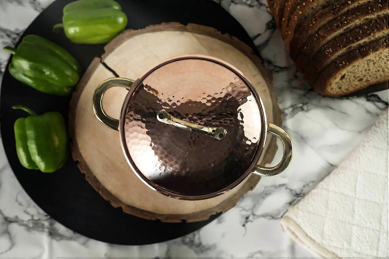 Solid Copper Cookware And Lid Set (brass Handles) | Handmade Copper ...