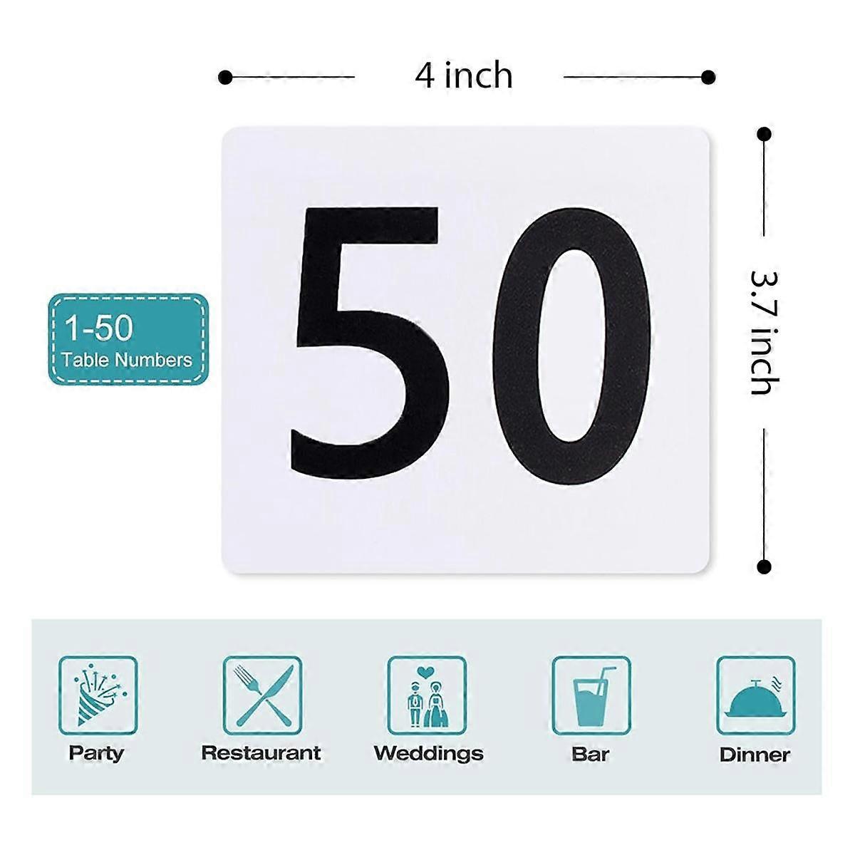 50Pcs Table Numbers 1-50, 3.7x4 Inch Table Numbers, Double Sided Table ...