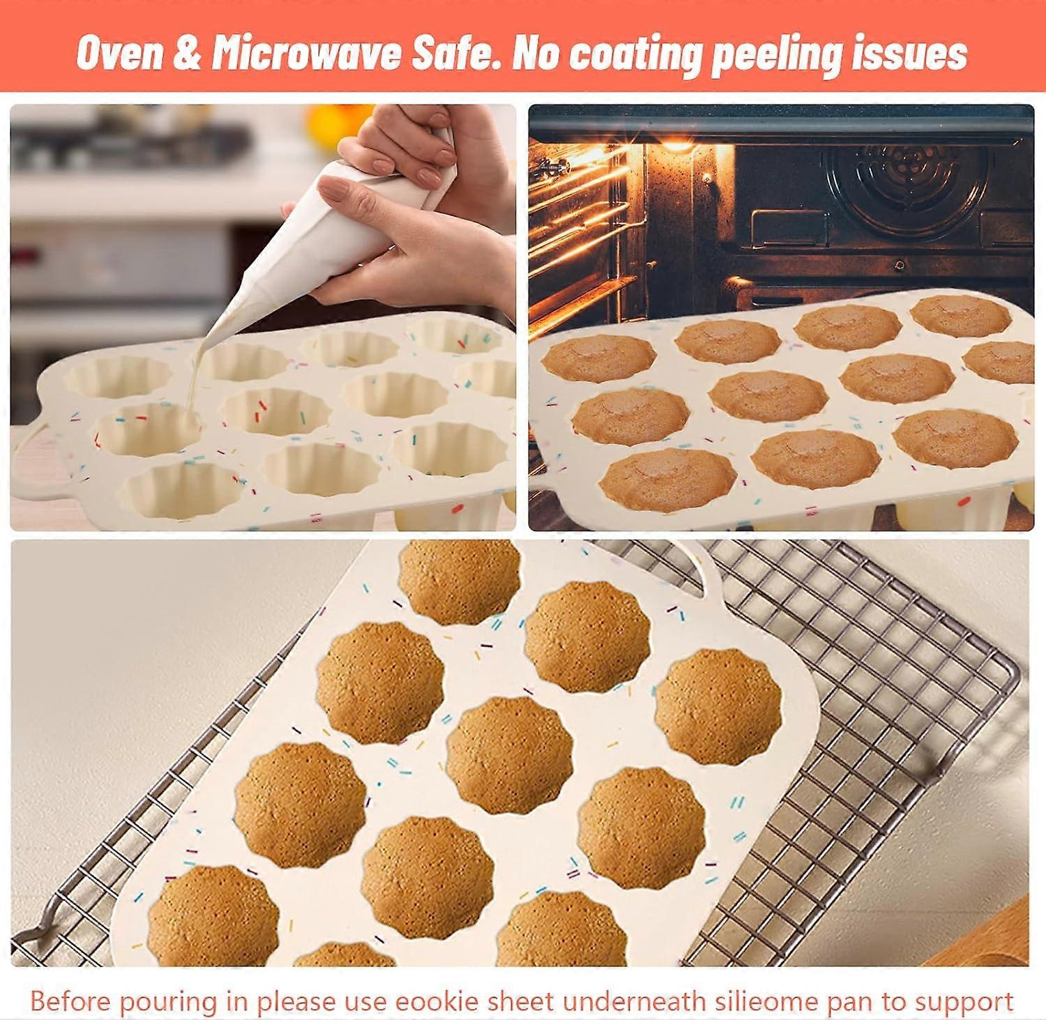 Pack of 4 Silicone Muffin Molds, 12 Cups Muffin Cases, Cupcake Baking ...