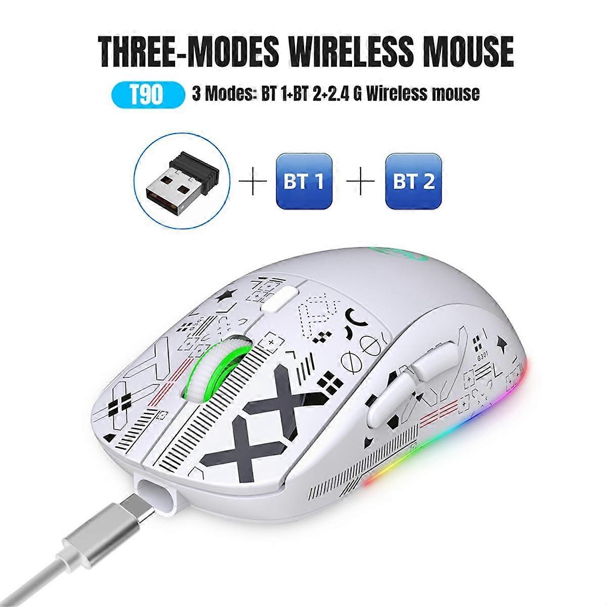 T90 2.4G Wireless Mechanical Mouse RGB Gaming Mouse Ergonomic 3600DPI ...